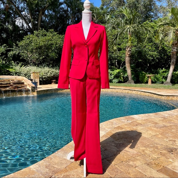 Pants & Jumpsuits | Euc Custom Made Red Pant Suit | Poshmark